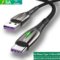 Zinc alloy 5A data cable USB Type C fast charging cable Android Micro ...
