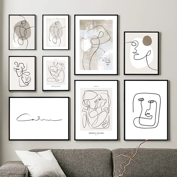 Abstract Line Figure Canvas Painting Modern Minimalist Minimalist ...