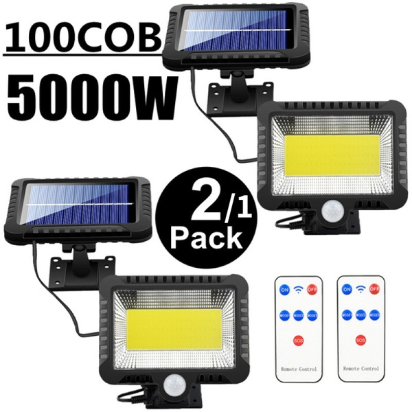 2/1Pack Outdoor Super Bright 100 COB Solar Light, Split Waterproof ...
