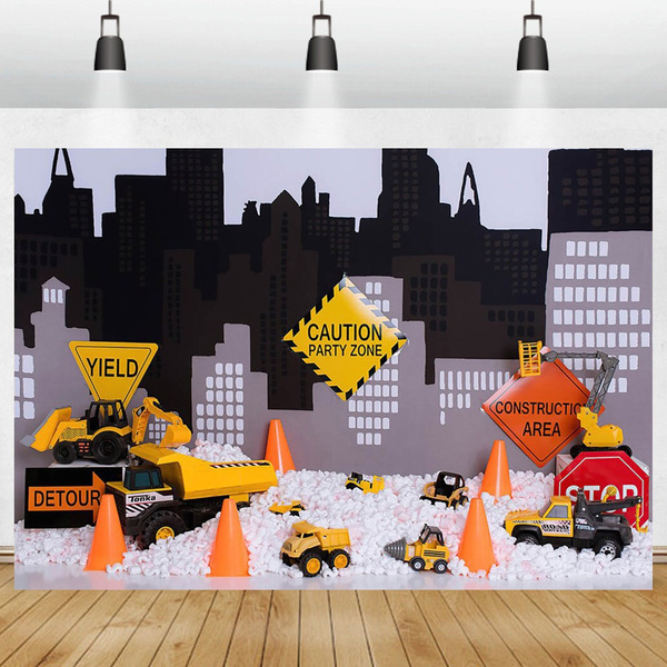 Construction Backdrop Newborn Kids Baby Birthday Portrait Photo ...