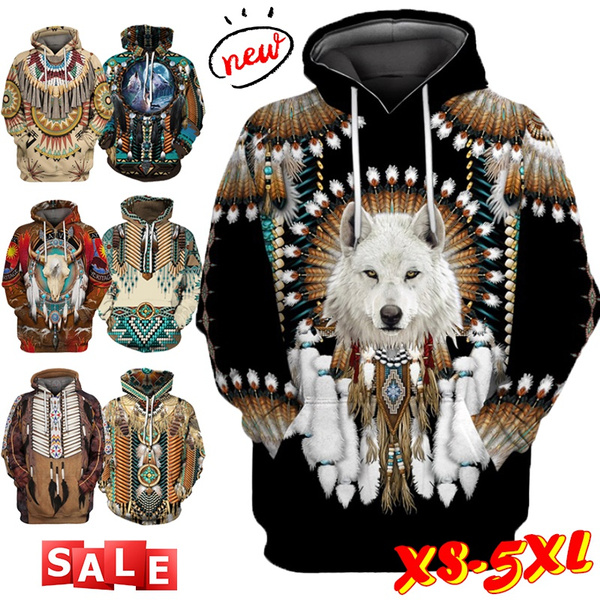 Unisex Clothing 3D Printed Nylon Hoodies Native Indian Woft Print ...