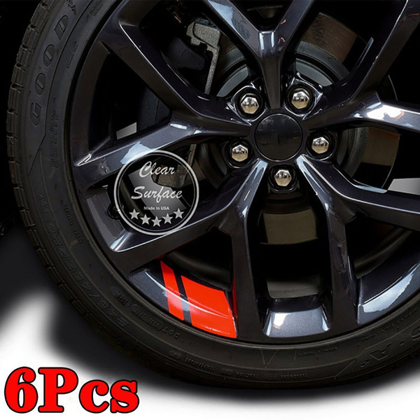 6Pcs Universal Car Wheel Rim Vinyl Stickers Reflective Hash Mark Stripe ...