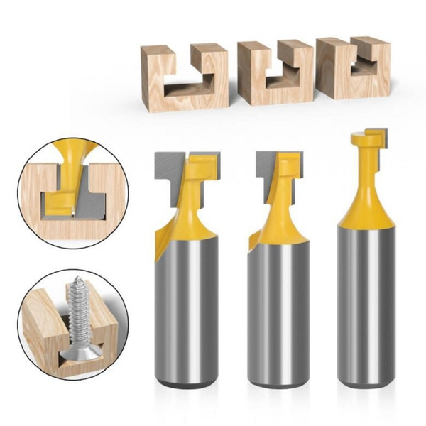 3pcs 1/4 Inch 6mm 8mm Shank T-Track Slotting & T-Slot Keyhole Cutter ...