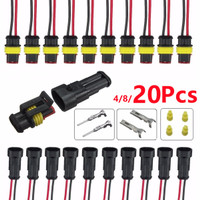4/8/20 PCS 2 Pin Way Sealed Waterproof Electrical Wire Connector Plug ...