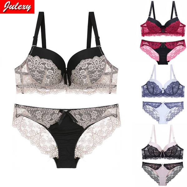New 2022 Sexy lace perspective bra set push up sexy lingerie set AB Cup ...