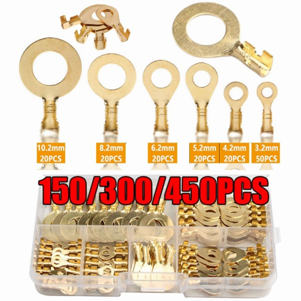 150/300/450PCS Ring Cable Wire Lugs Crimp Electrical Wire Connector Kit ...
