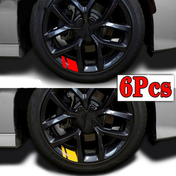 New 6Pcs Universal Car Wheel Rim Stickers Reflective Hash Mark Stripe ...