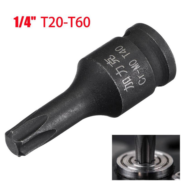 T40/T20/T25/T30/T45/T50/T55/T60 Impact Torx Bit Socket, 1/4" Square ...