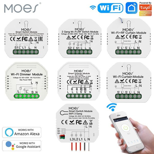 MOES Mini WiFi Smart Light Dimmer Module Switch Module Curtain Module ...