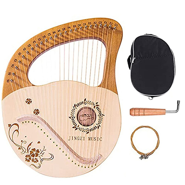 Lyre Harp 24 Metal String Mahogany Plywood Body String Instrument with ...