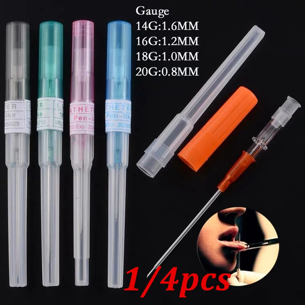 1/4pcs Sterilized Catheter Piercing Needles Ear Nose Lip Navel Piercing ...