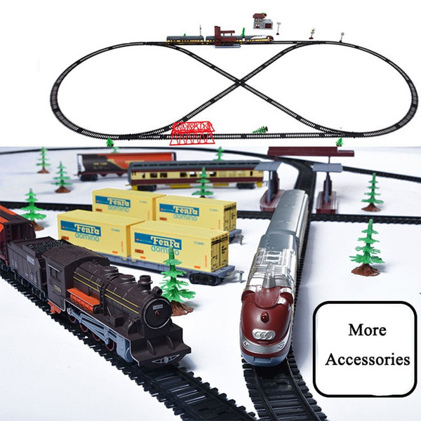 2 Style Train Toys Super Long Track Set with Light Sound Classic/Modern ...