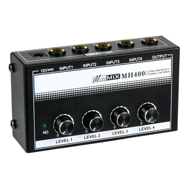 MH400 Ultra Low-Noise 4-Channel Line Mixer Mini Audio Mixer & 1/4-inch ...