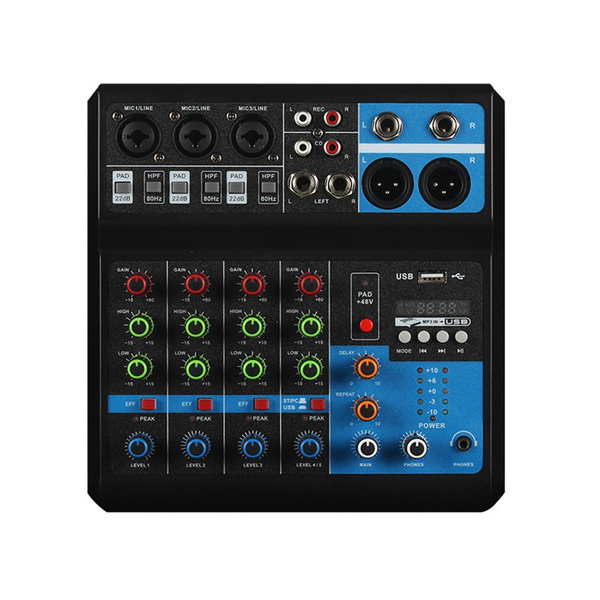 Audio Mixer,5 Channel USB Audio Mixer Sound Board Phantom Power MP3 ...