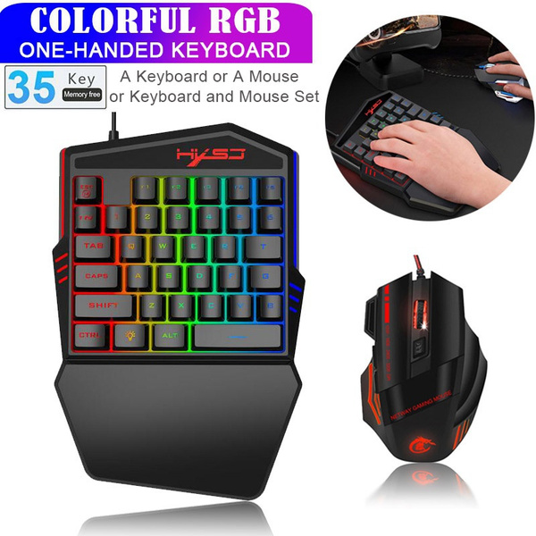 Mini 35 Keys One-handed Gaming Keyboard and Wired Mouse Set Computer ...