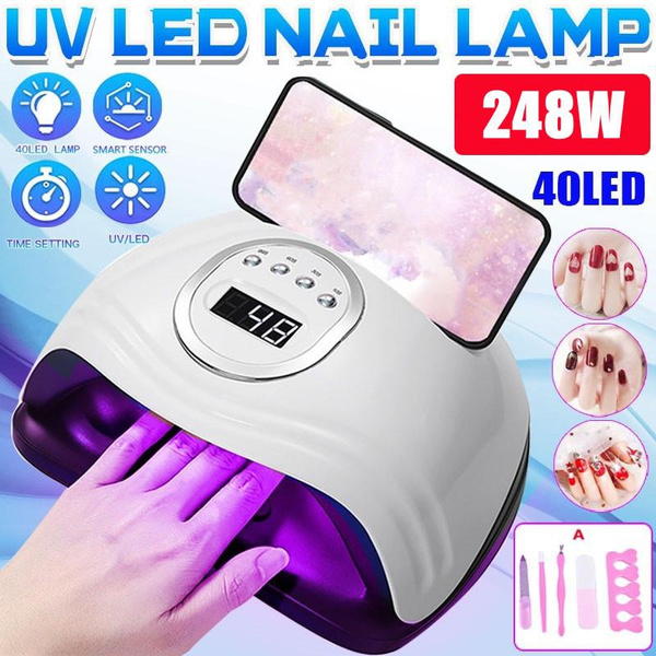 248W Fast Nail Dryer UV LED Light Gel Nail Polish Curing Lamp for All Type Gel Polish, 4 Timer ...