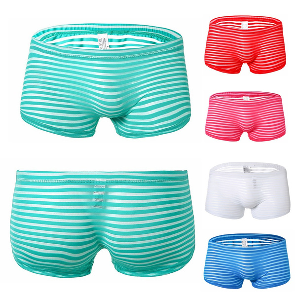 Men's Fashion Striped See through Underwear Boxers Mesh transparent ...