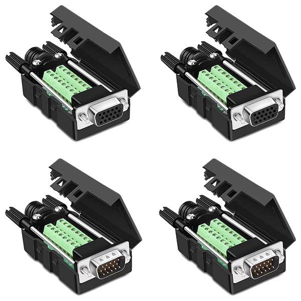 4Packs VGA DB15 3 Row Solderless Male/Female Quick Connector, 3+9 D-SUB ...