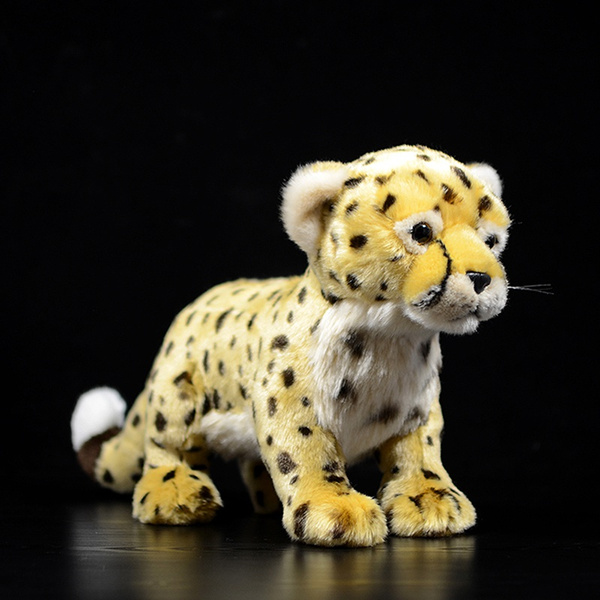 Lifelike Simulation Standing Cheetah Stuffed Plush Toy Cute Soft Yellow ...