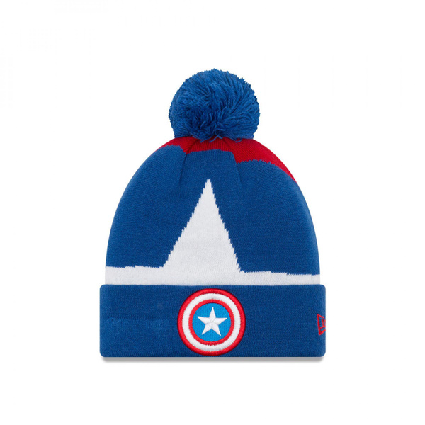 Captain America Logo Kids Cuff Knit New Era Pom Beanie | Wish