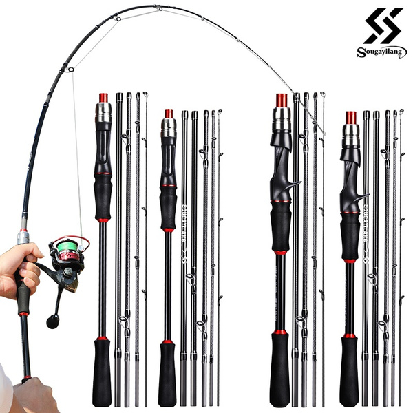 Sougayilang 1.8M 2.1M Carbon Fiber Spinning Casting Fishing Rod for Bass Pike Crap Fishing Pole ...