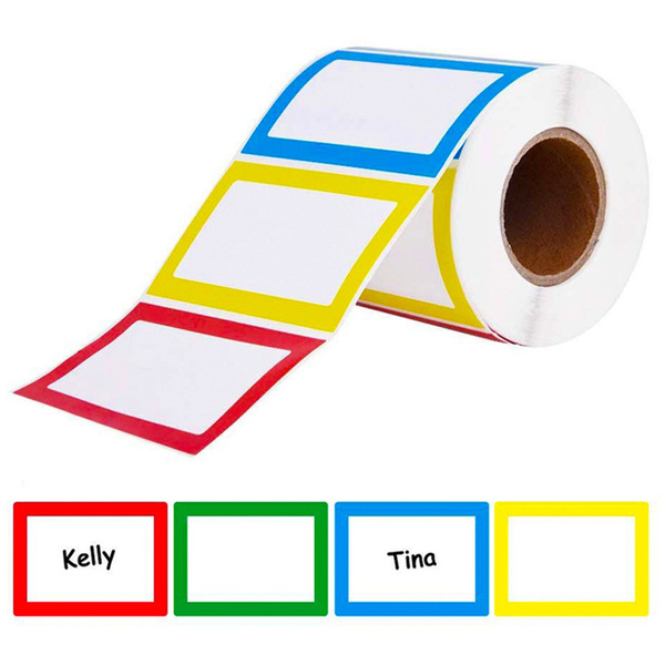 150Pcs/roll Colorful Plain Name Stickers Name Tags Stick On for Kids ...