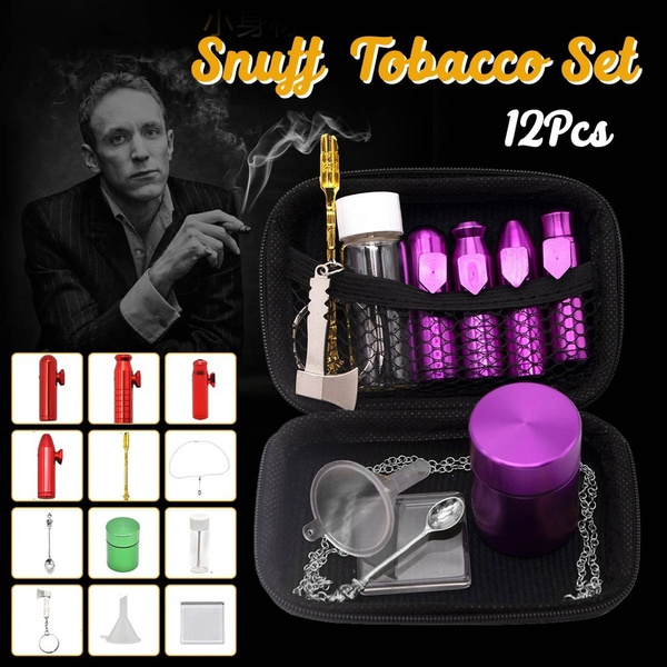 12 Pieces/set Snuff Tool Set 4 Colors To Choose Fashionable Pipe Combo ...