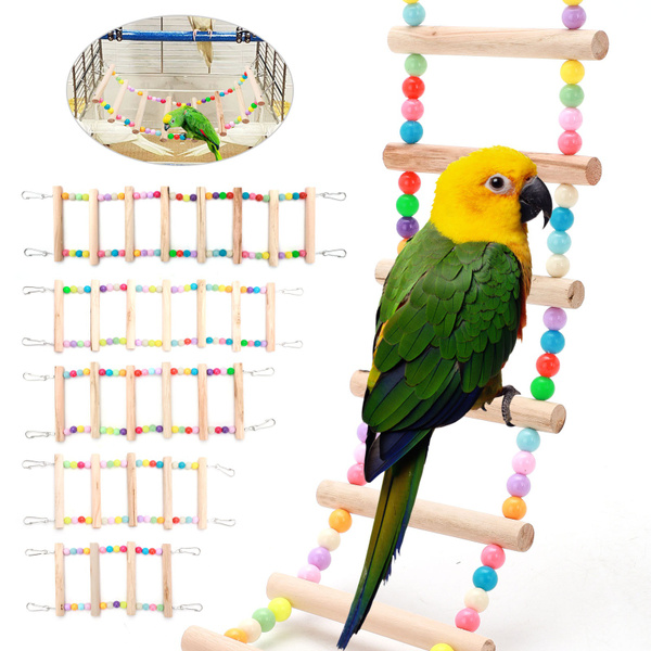 Parrot Toys Bird Swing Climbing Hanging Ladder Bridge Wooden Parrot ...