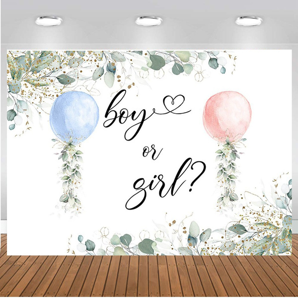 Boy or Girl Party Backdrop Photocall Green Leaf Gender Reavel Photo ...