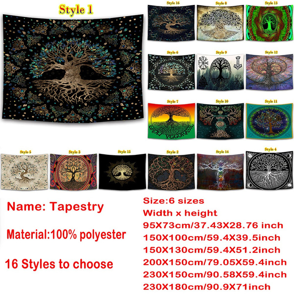 16 Styles 3D Digital Printing Tapestry Tree of Life Art Tapestry Wall ...