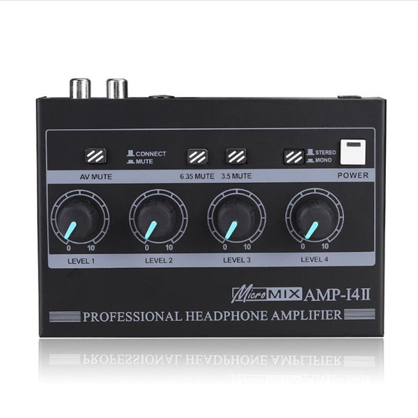 4-Channel Headphone Amplifier Compact Stereo Headphone Amp with RCA/6 ...