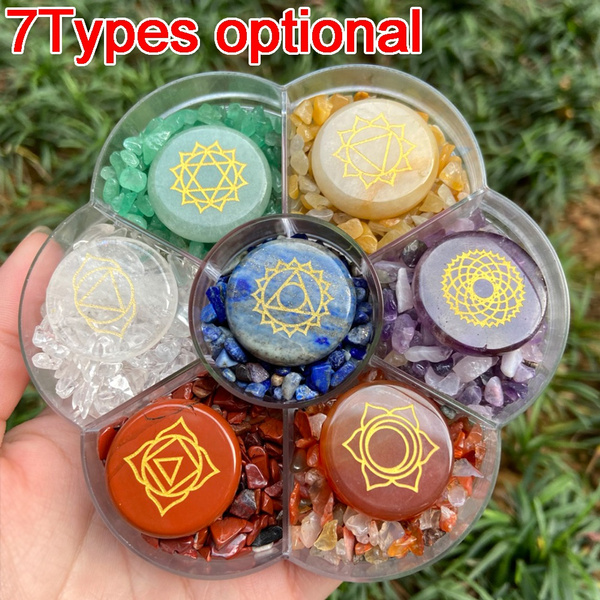 7Types Natural Crystal Seven Chakra Energy Therapy Stone Ornaments ...