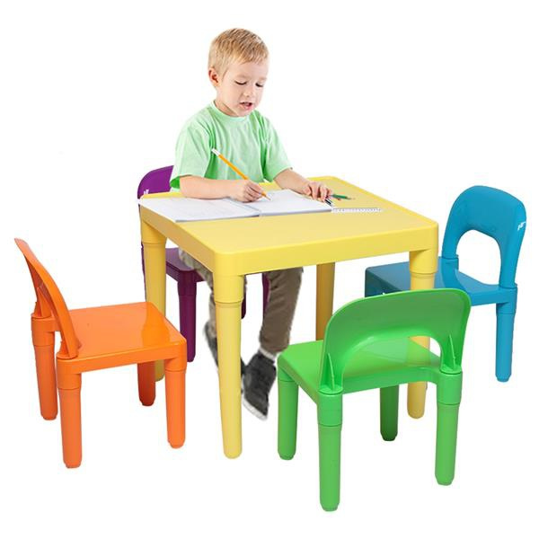 One Table and Four Chairs Color Plastic Children Table and Chair Baby ...