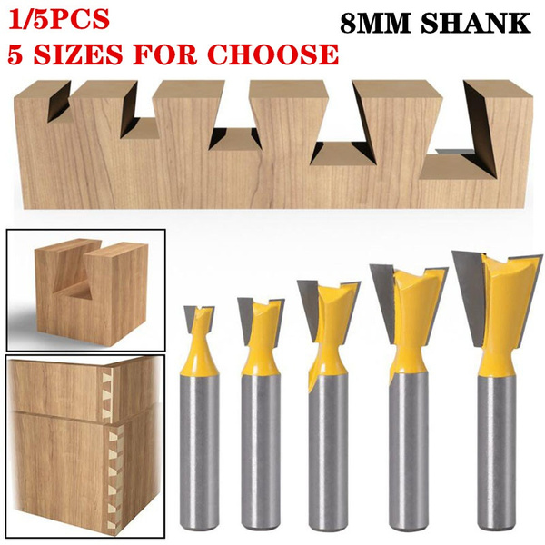 1/5PC Dovetail Milling Cutters 8mm Shank Round Over Edging Router Bit ...