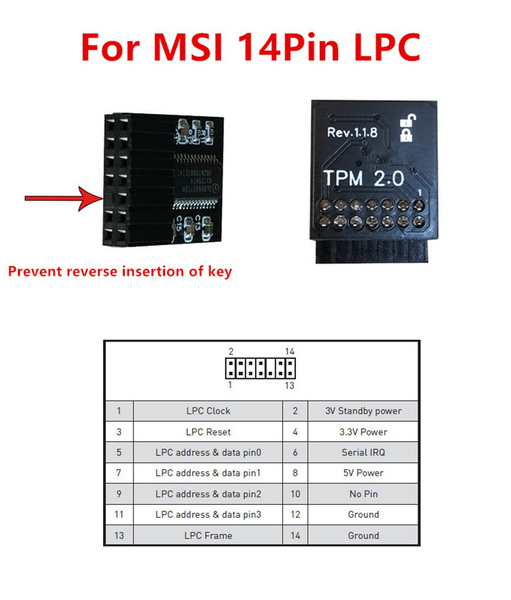 TPM 2.0 Security module Trusted Platform Module for MSI 14PIN LPC MS-4136 | Wish