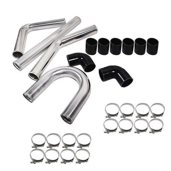 Universal 2.5 inch Aluminum Turbo Intercooler Pipe Piping W/Hose ...