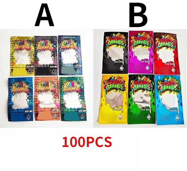 Dank Gummies Bags 500mg Zip Lock Edibles Retail Packaging Worms Bears Candy Gummy Mylar Bag Wish