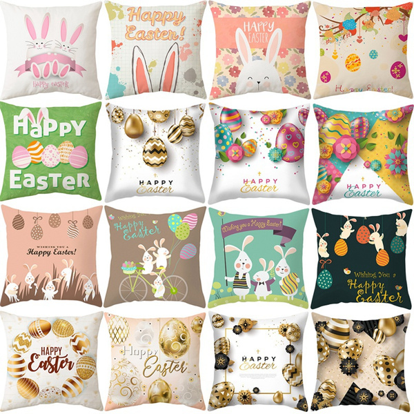 Happy Easter Bunny Pillow Covers for Sofa Bed Couch Car (45 x 45 cm) | Wish