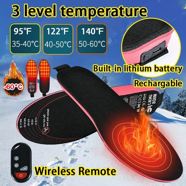New Wireless Remote Control Heated Insole Rechargable 3 Temperature ...