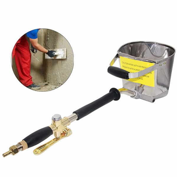 4 Jet Mortar Cement Spray Gun With Hopper Bucket Concrete Wall Stucco ...