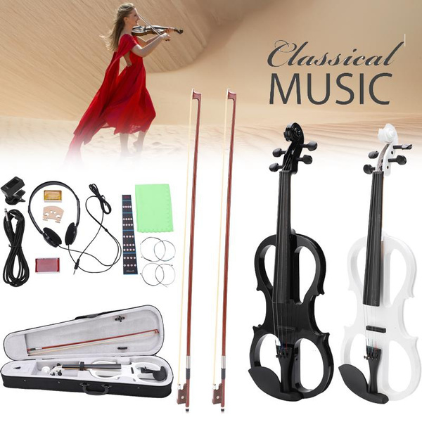 Electric Violin, 4/4 Silent Electric Wood Violin With Ebony Fittings ...