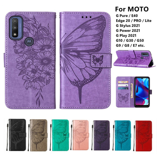 Shockproof Butterfly Flower Wallet Filp Leather Case For Motorola G ...