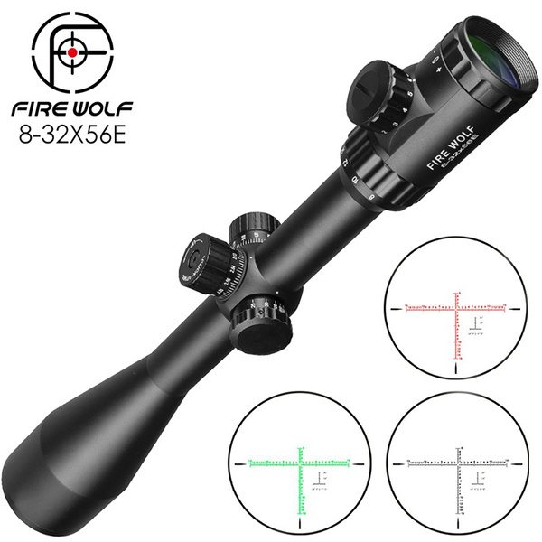 FIRE WOLF Tactical 8-32X56E Air Rifle Optics Red Dot Green Sniper Scope ...
