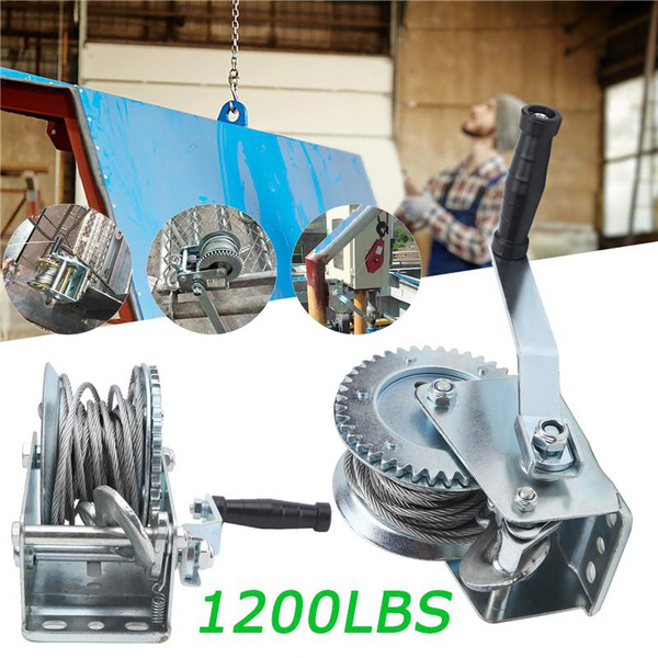 1200 Lbs Hand Winch Heavy Duty Steel Cable Crank Gear Winch ATV Boat ...
