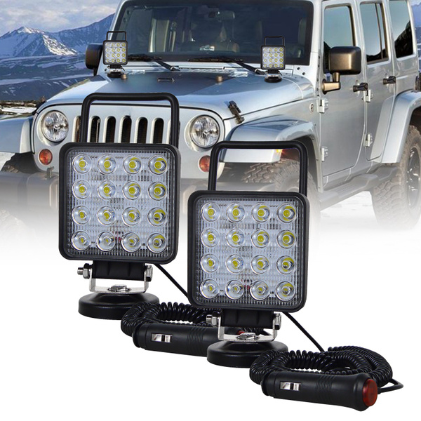 RIGIDON 1 PC 4 Inch 48W Magnet LED Work Light Magnetic Base, Cigarette ...