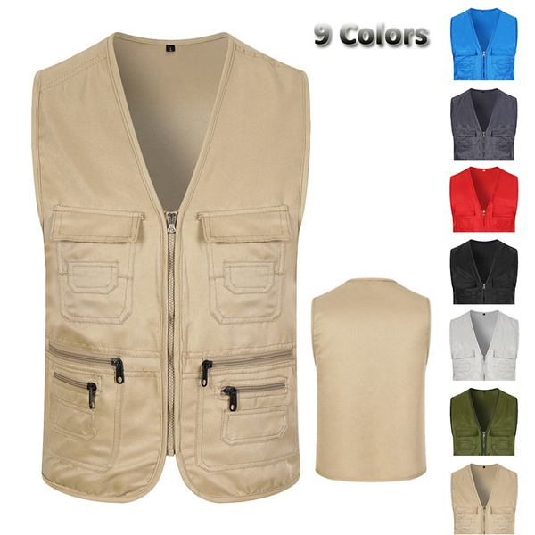 Mens Outdoor Cargo Vest Multi-pocket Activity Vest Supermarket ...