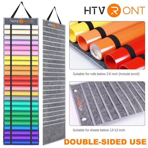 HTVRONT Vinyl Roll Holder, Vinyl Roll Storage with 24 Compartments ...