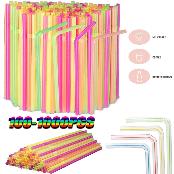 1000 Pcs Flexible Plastic Solid /Colorful stripes Party Tea & Coffee ...