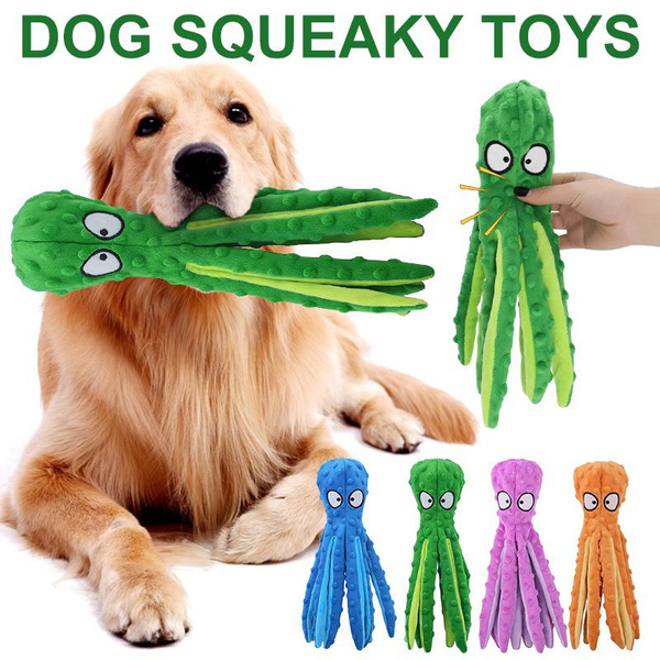 Octopus Soft Stuffed Plush Dog Toys Outdoor Play Interactive Squeaky ...