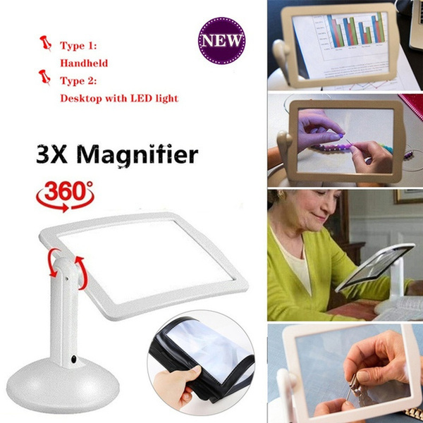 New Desktop Magnifying Glass with LED Light, Large Screen, 360-degree ...